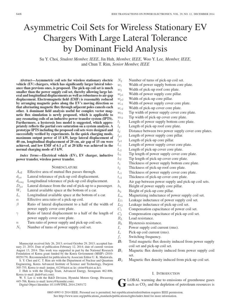 Asymmetric Coil Sets For Wireless Stationary EV Chargers With Large ...