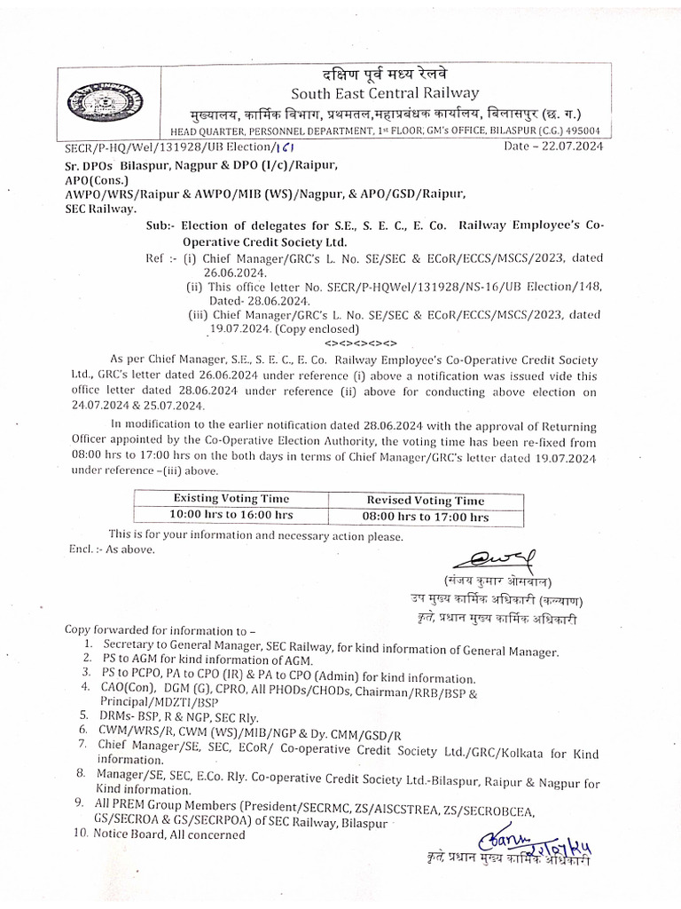 Revised Voting Time For Election of Delegates | PDF