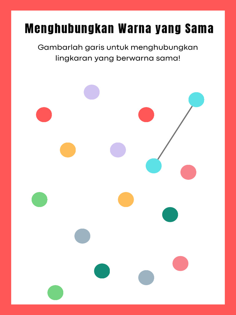 Menghubungkan Warna Yang Sama Lembar Kerja Pink Putih Sederhana | PDF
