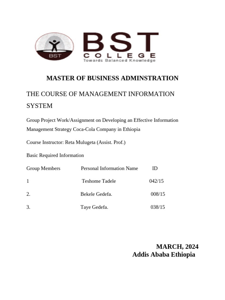 Master of Business Adminstration: The Course of Management Information ...