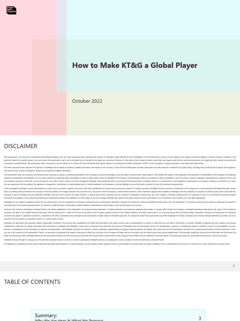 How To Make KT&G A Global Player - FCP - Shareholder-Presentation-Oct-26-2022 | PDF ...