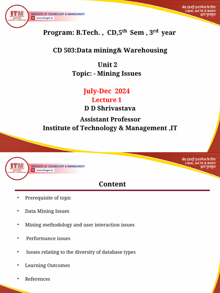 L-1 Data mining issues | PDF | Data Mining | Data