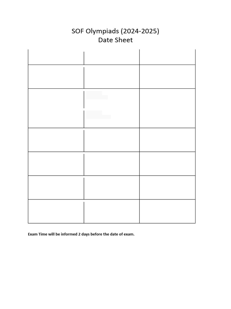 SOF Date Sheet | PDF | Technology & Engineering