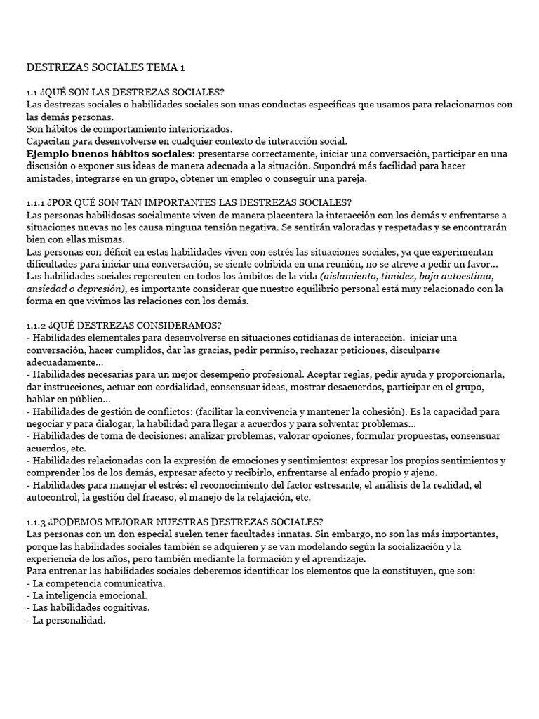 Destrezas 1 Imprimir | PDF | Las emociones | Pensamiento