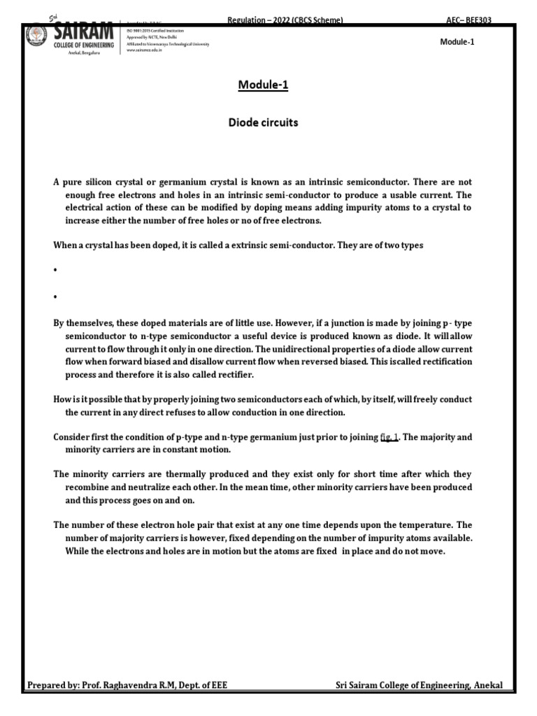MODULE 1 | PDF | Semiconductors | P–N Junction