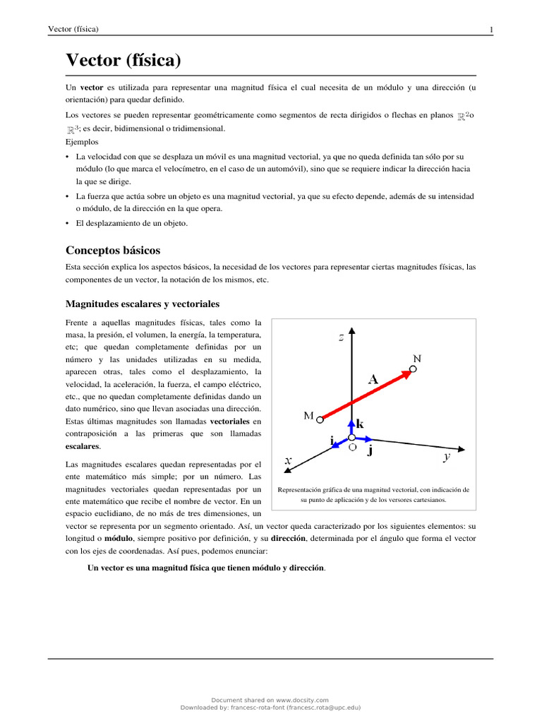 Calcul Vectorial | PDF | Vector Euclidiano | Escalar (Matemáticas)