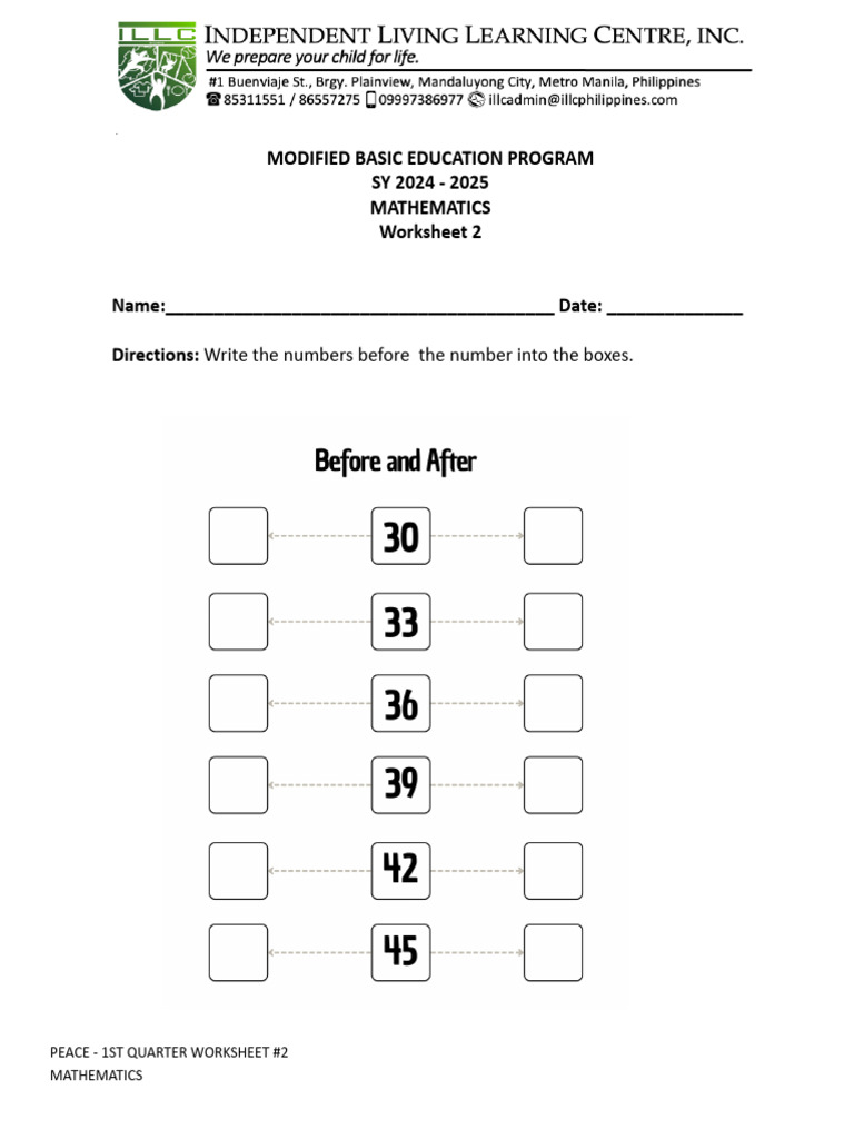 Q1.2 - WS - Math - Numbers 31-60 | PDF