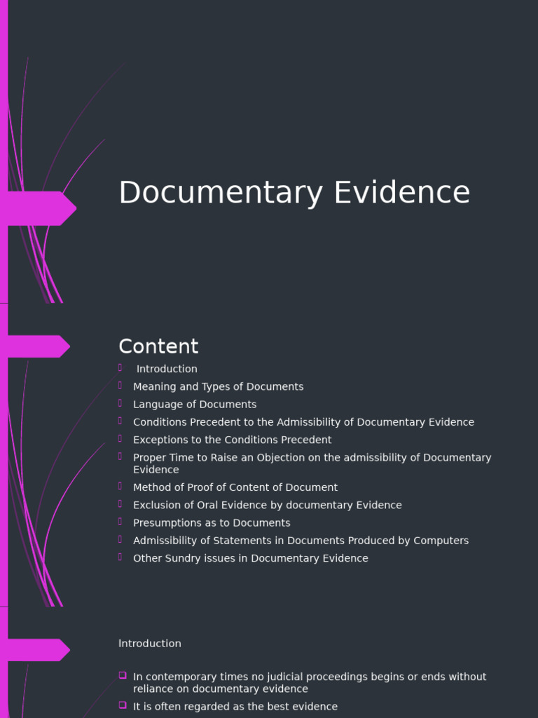 Documentary Evidence | PDF | Evidence (Law) | Evidence