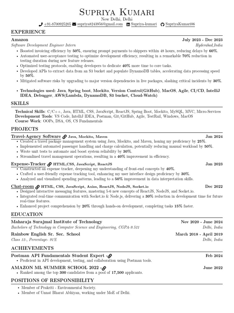 SupriyaKumari_Resume | PDF | Systems Architecture | Computer Programming