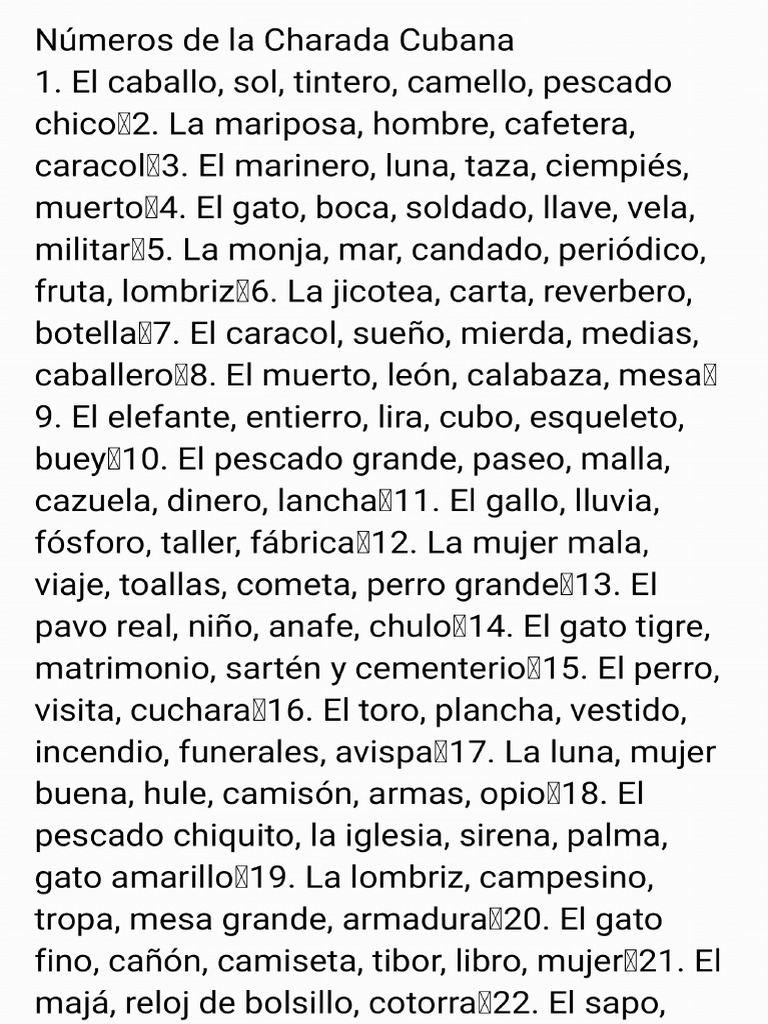 Números de La Charada Cubana - 230302 - 231921 | PDF