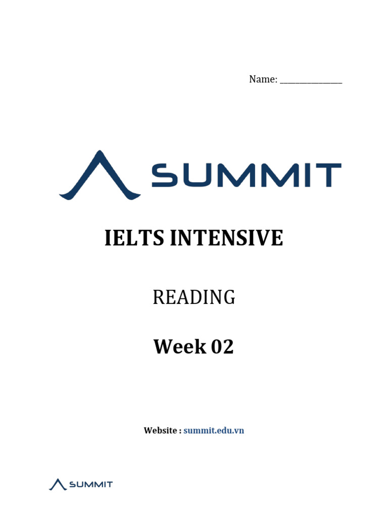 [IELTS Intensive] READING WEEK 2 - Student_s handout (updated Nov 2022 ...