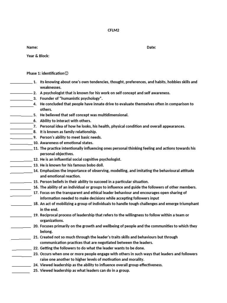 CFLM2-midterm | PDF | Leadership | Behavior