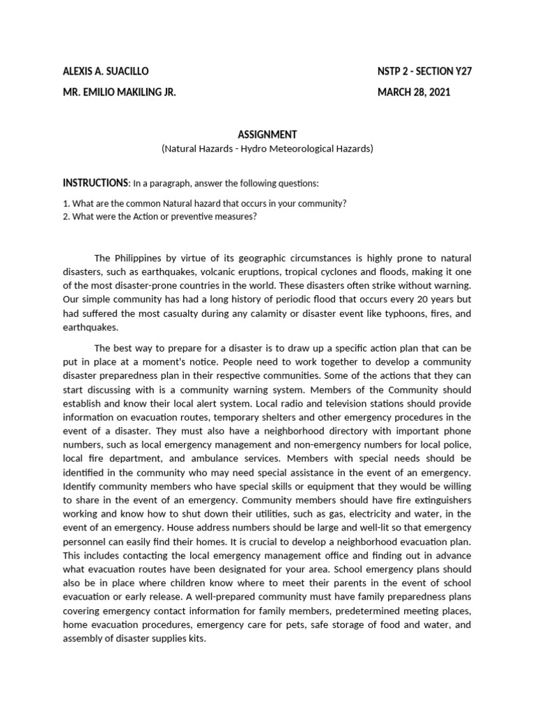 Assignment - Natural Hazards (Hydro Meteorological Hazards) | PDF ...