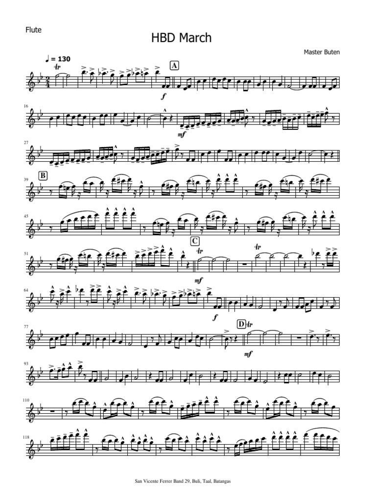 HBD March-Parts | PDF | Musical Instruments | Aerophones