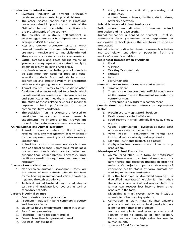 Overview of Animal Science and Husbandry | PDF | Ruminant | Pig