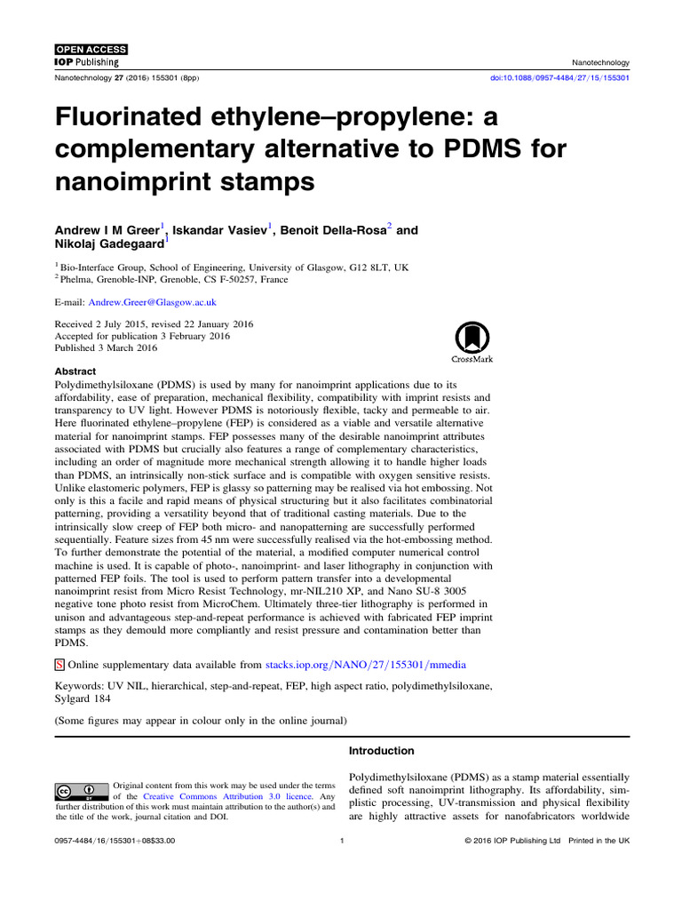 Fluorinated Ethylene-Propylene A Complementary Alt | PDF ...