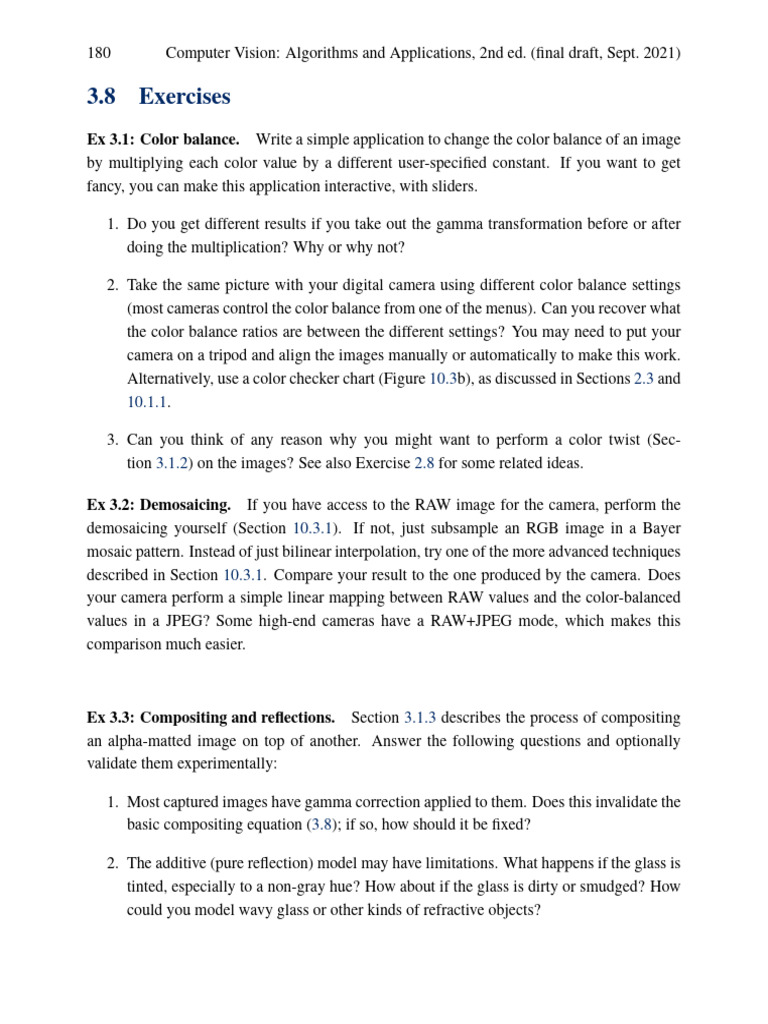 ch3 Ex Ques | PDF | Color Balance | Film And Video Technology