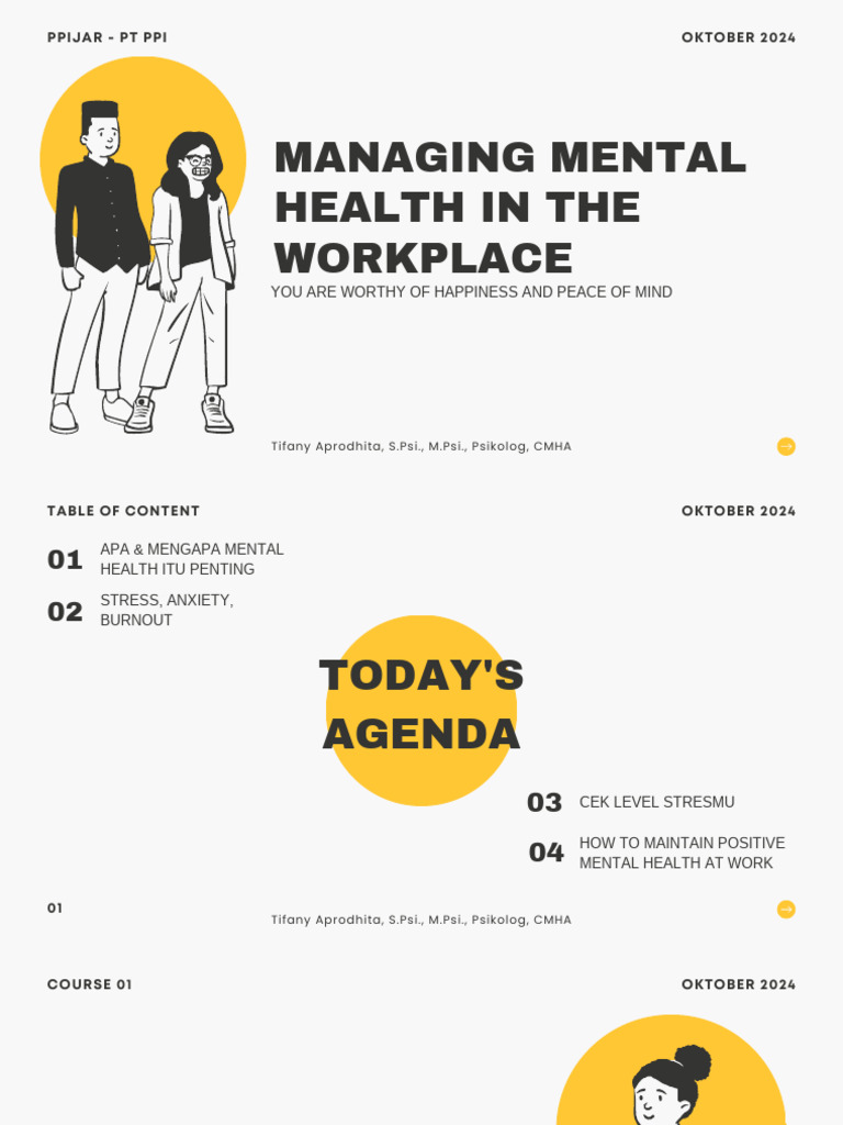 PPIJAR - Managing Mental Health in The Workplace | PDF | Karier & Perkembangan | Pengembangan Diri