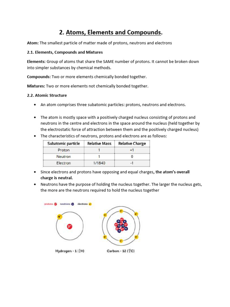 Unit 2 & 3 Chemistry notes. | PDF | Atomic Nucleus | Proton
