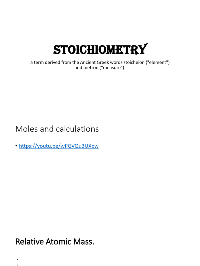 Stoichiometry | PDF | Ion | Chemical Compounds