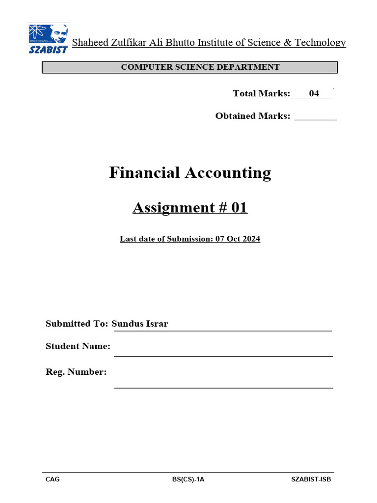 Accounting First Page Assighment | PDF