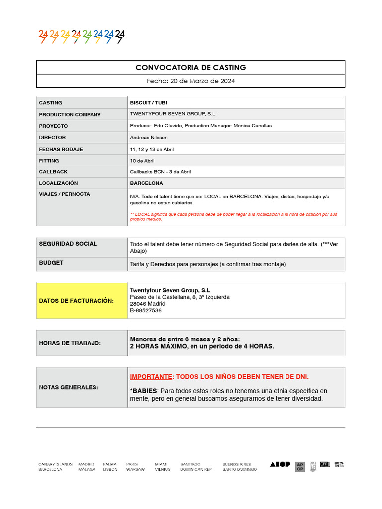 247 Tubi Casting Call All Talent Esp v03 | PDF