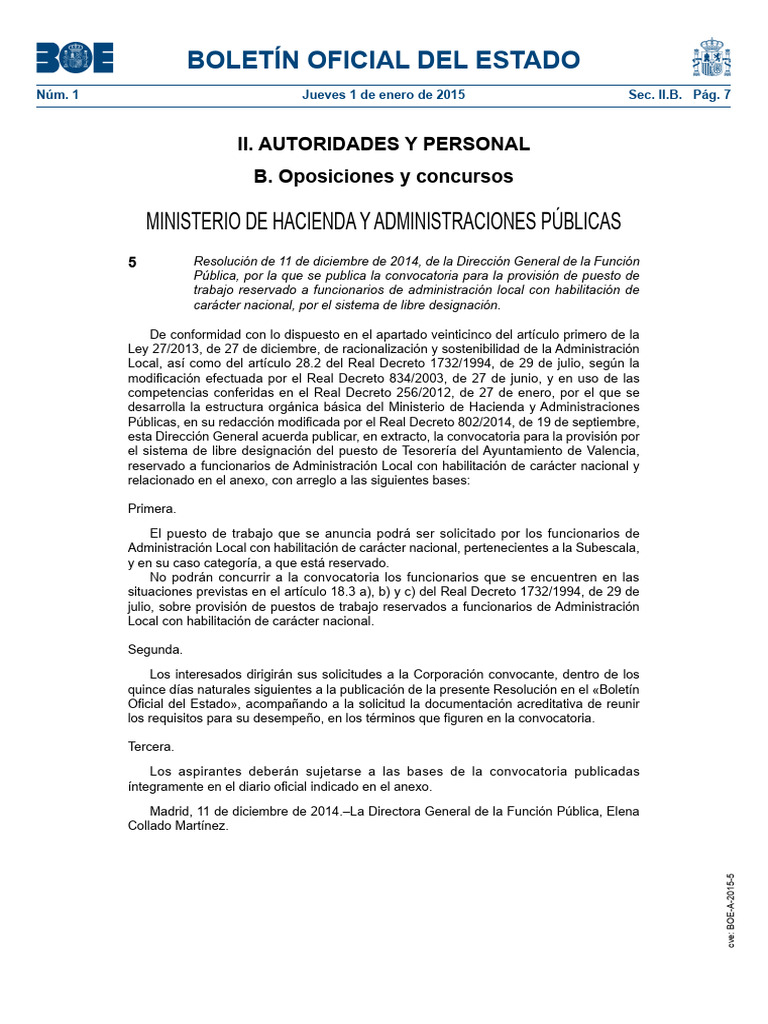 Boe A 2015 5 | PDF | España | Gobierno