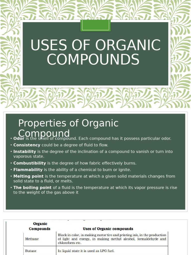 Uses of Organic Compounds | PDF