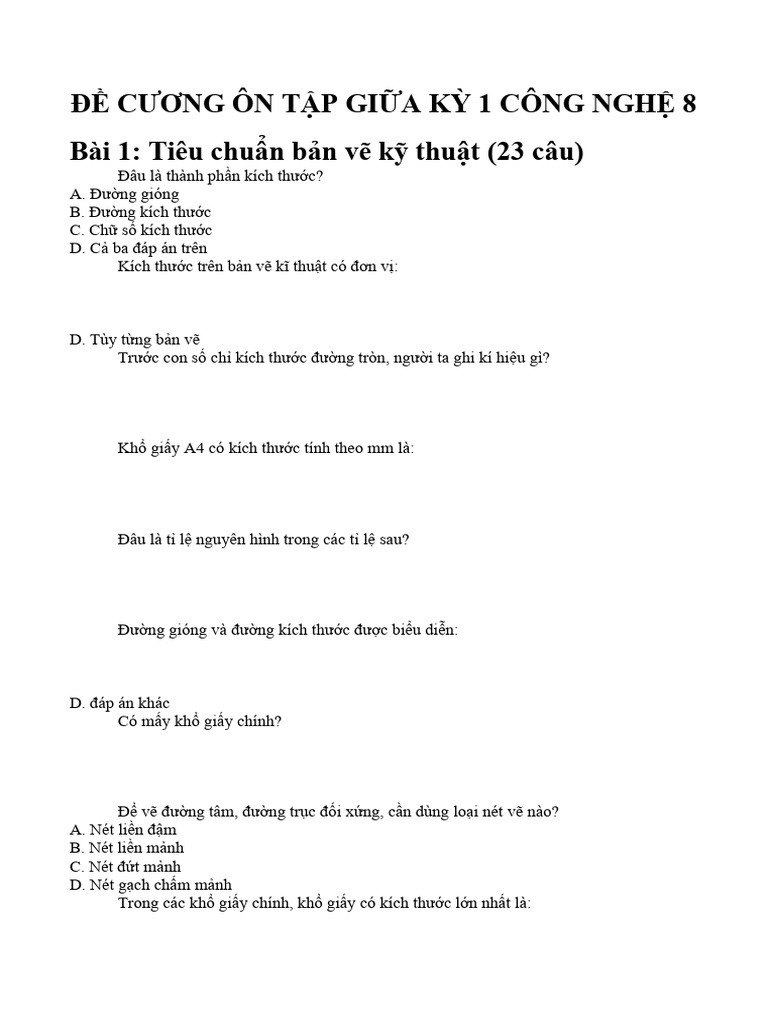 HS - Đề Cương Ôn Tập Giữa Kỳ 1 K8 | PDF