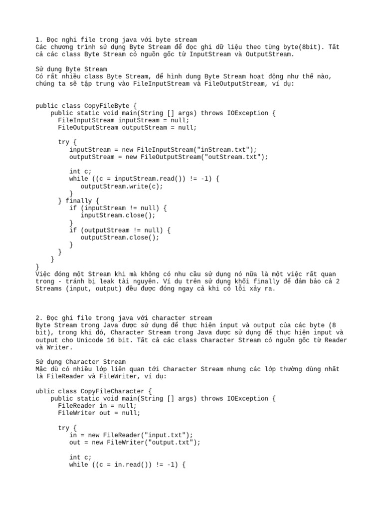 Đọc nghi file trong java với byt | PDF