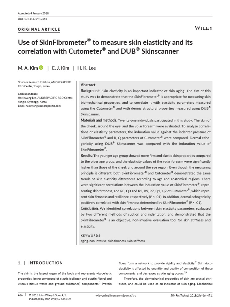 Skin Research and Technology - 2018 - Kim - Use of SkinFibrometer To ...