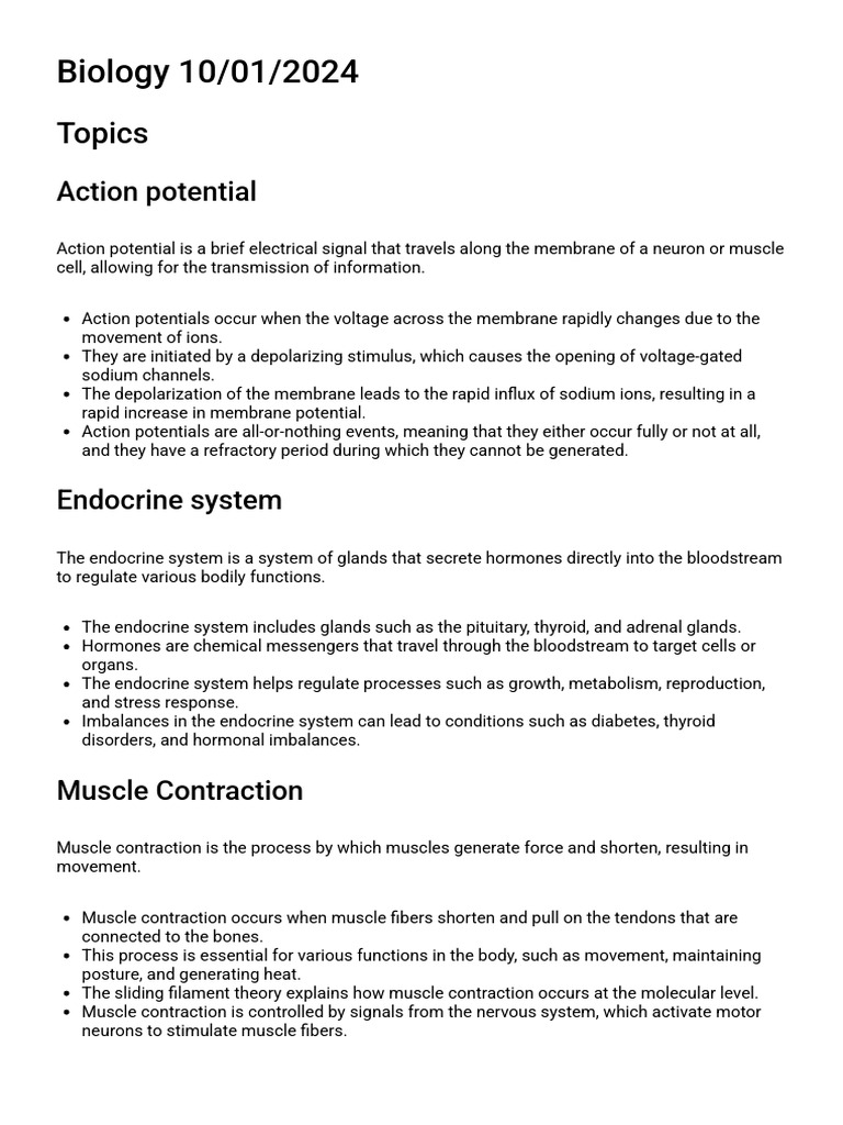 Understanding Action Potentials & Muscle Contraction | PDF | Action ...