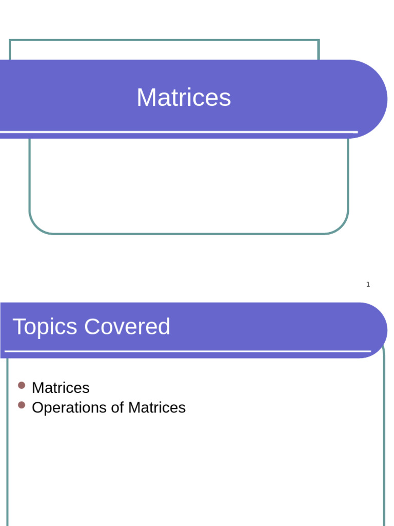 Matrices and Its Operations | PDF | Teaching Methods & Materials