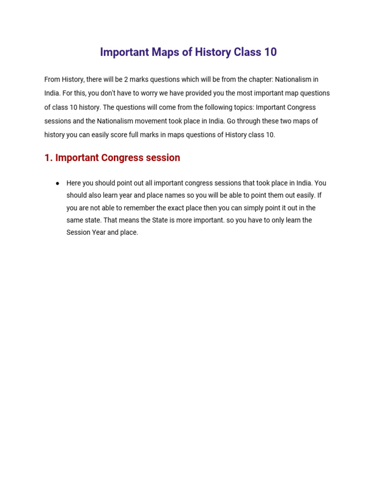 Important Maps of History and Geography Class 10 | PDF