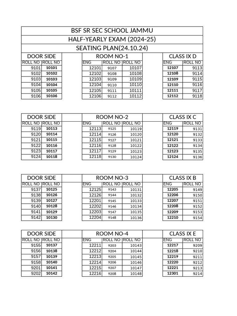 Seating Plan 24 Oct | PDF