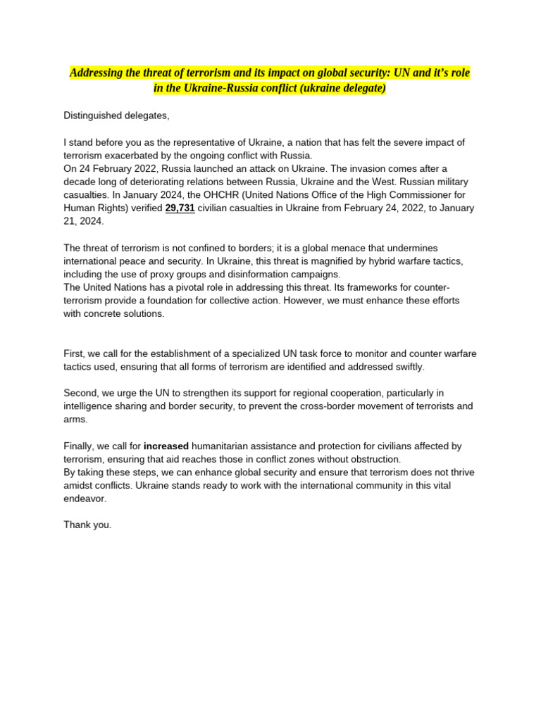 MUN - Proposal For Prelim | PDF