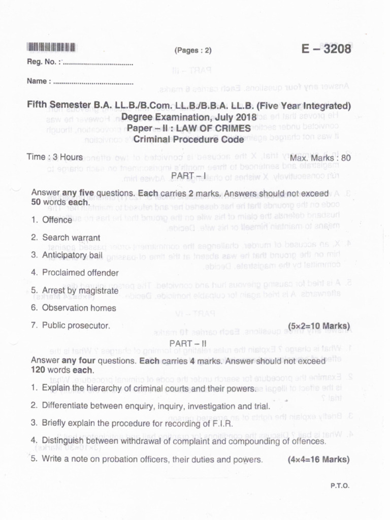 CRPC Ba Bba Bcom July 2018 V Sem4 | PDF