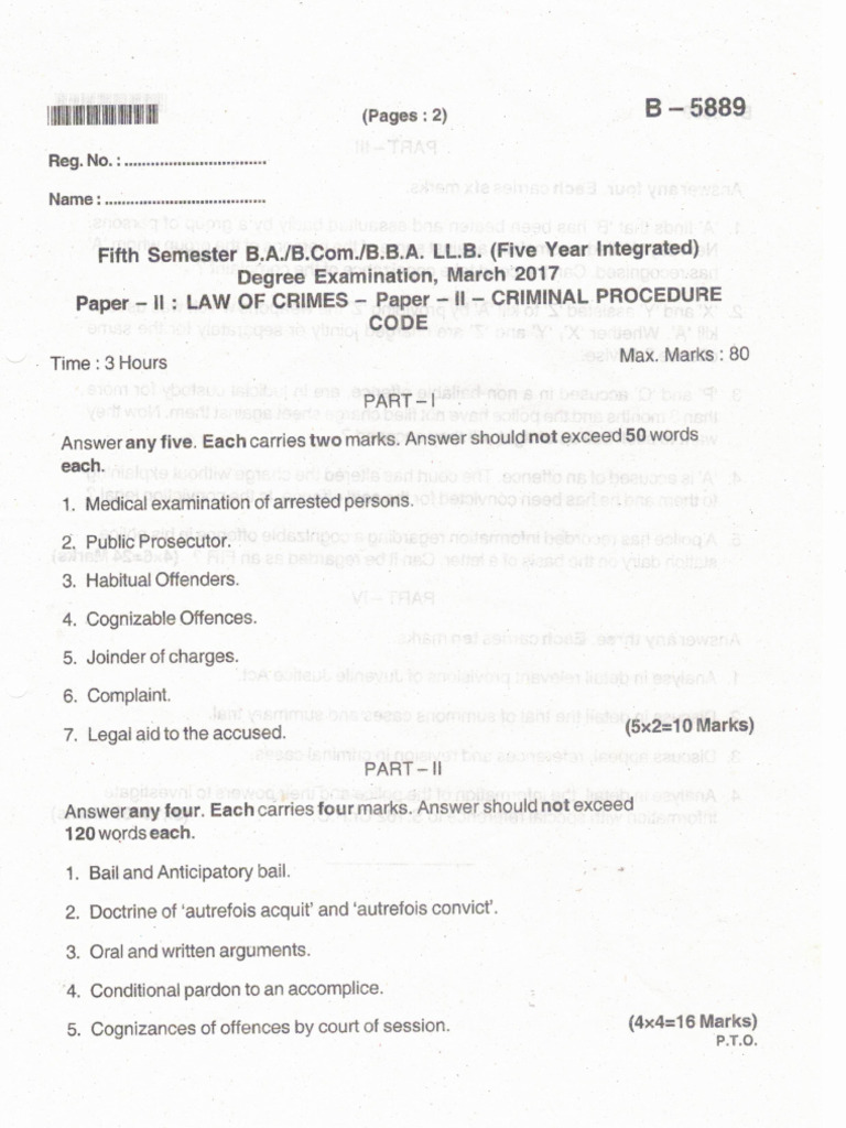 CRPC Ba Bba Bcom Mar 2017 V Sem3 | PDF