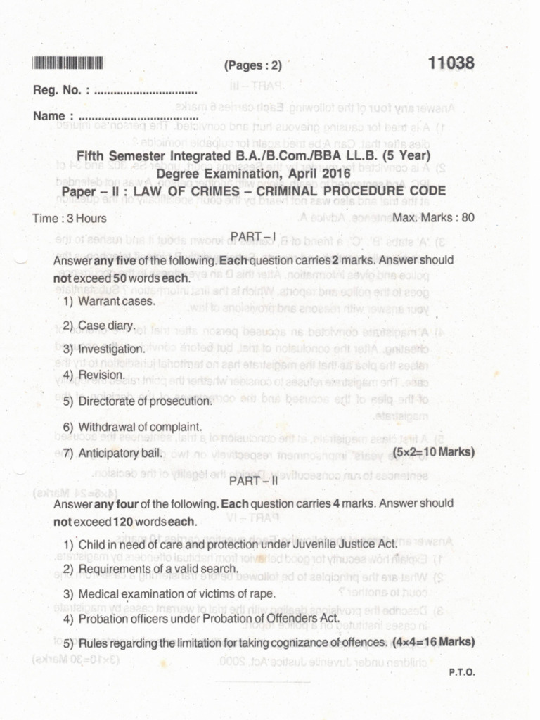 CRPC Ba Bba Bcom April 2016 V Sem4 | PDF