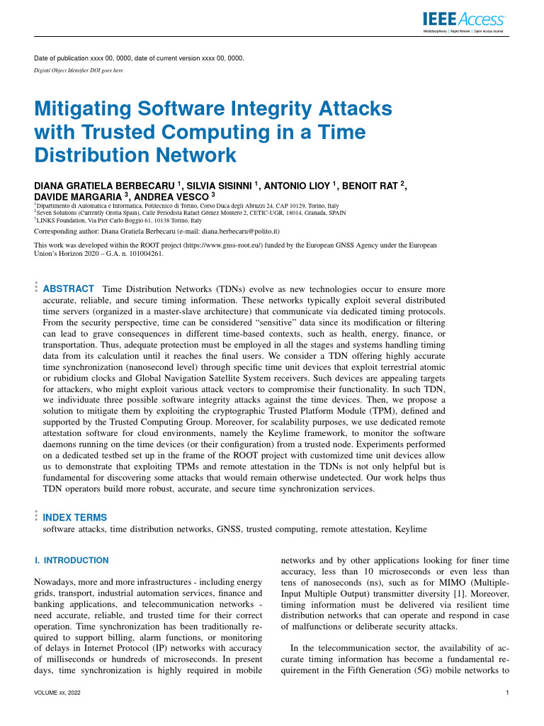 Mitigating Software Integrity Attacks With Trusted | PDF | Key (Cryptography) | Computer Network