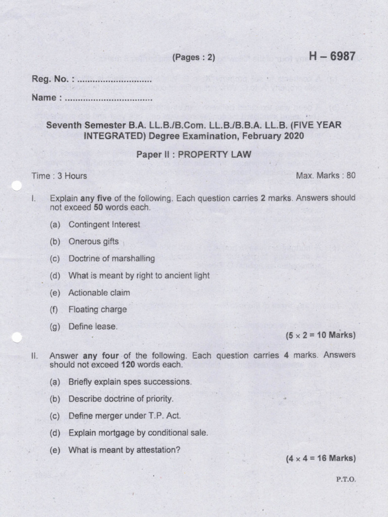 Property BA BBA BCom Feb 2020 VII Sem3 | PDF