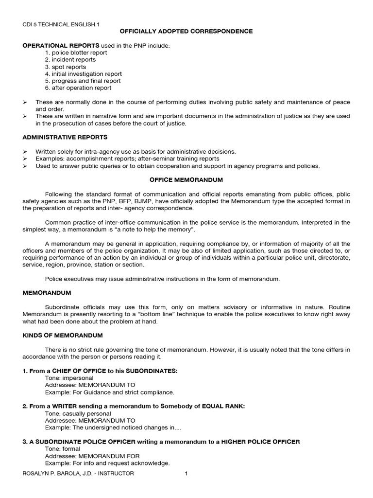 Police Report Writing Guide | PDF | Memorandum | Police
