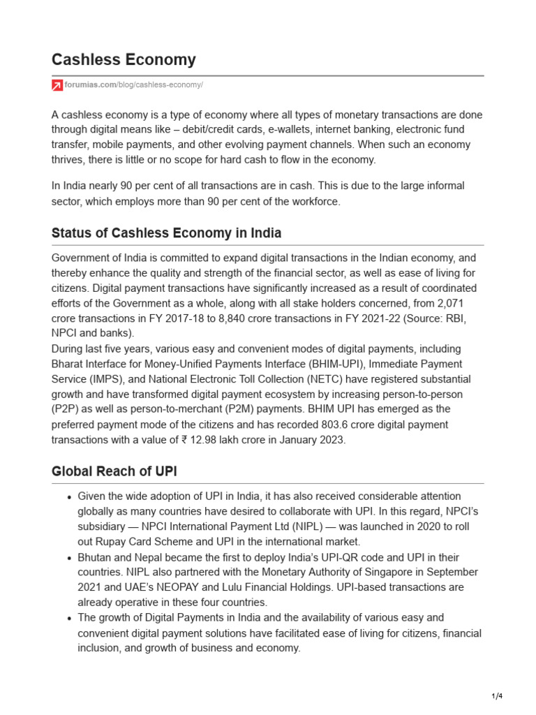 Cashless Economy | PDF | Economies | Financial Technology