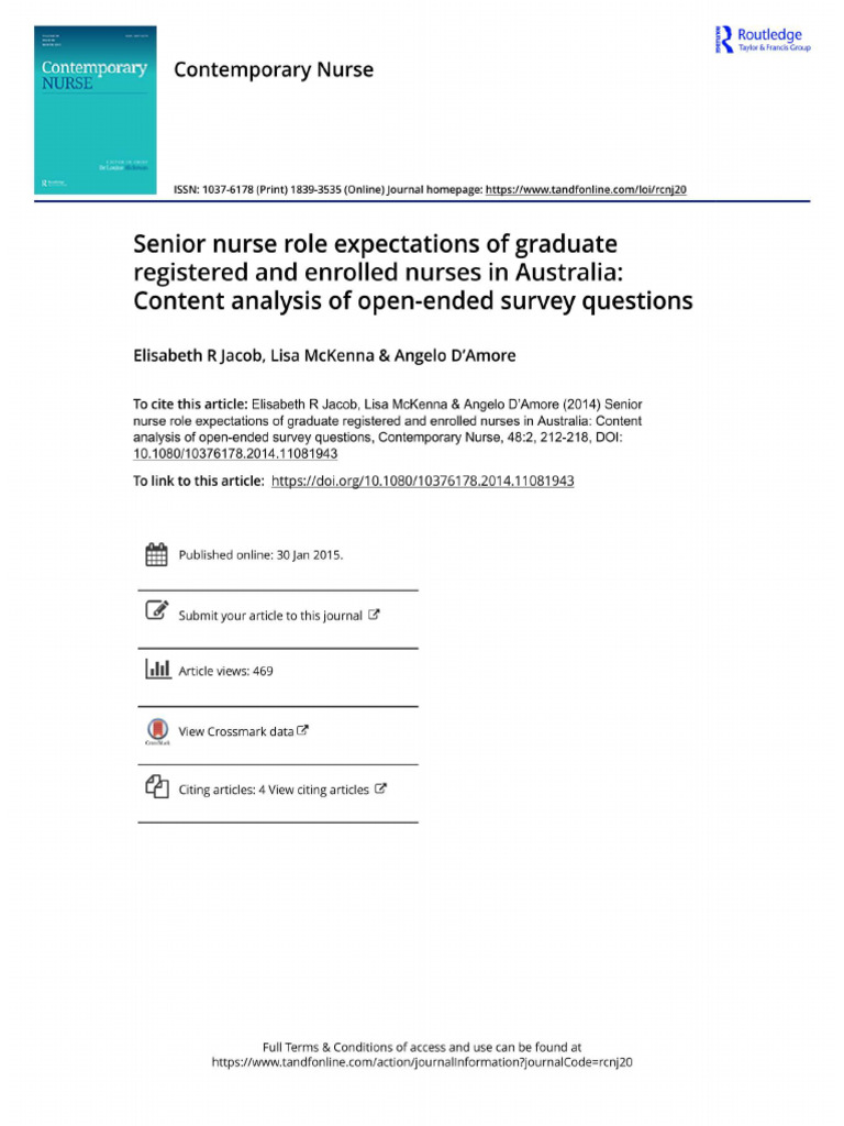 Senior nurse role expectations of graduate registered and enrolled ...