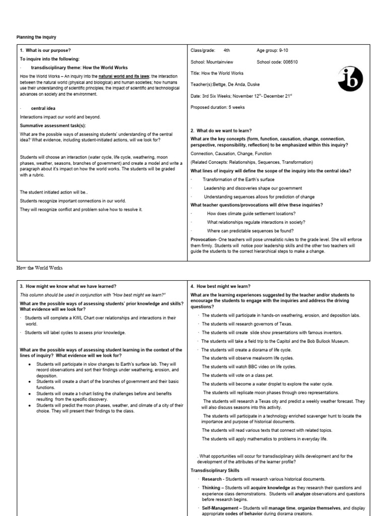 4 How The World Works Revised 10-15-19 | PDF | Learning | Inquiry