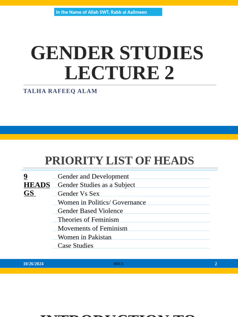 2 Gender Studies Lecture 2 Complete | PDF | Gender Studies | Gender