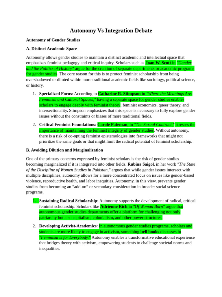 3 GS Lecture 3 Handouts - Autonomy Vs Integration Debate | PDF ...