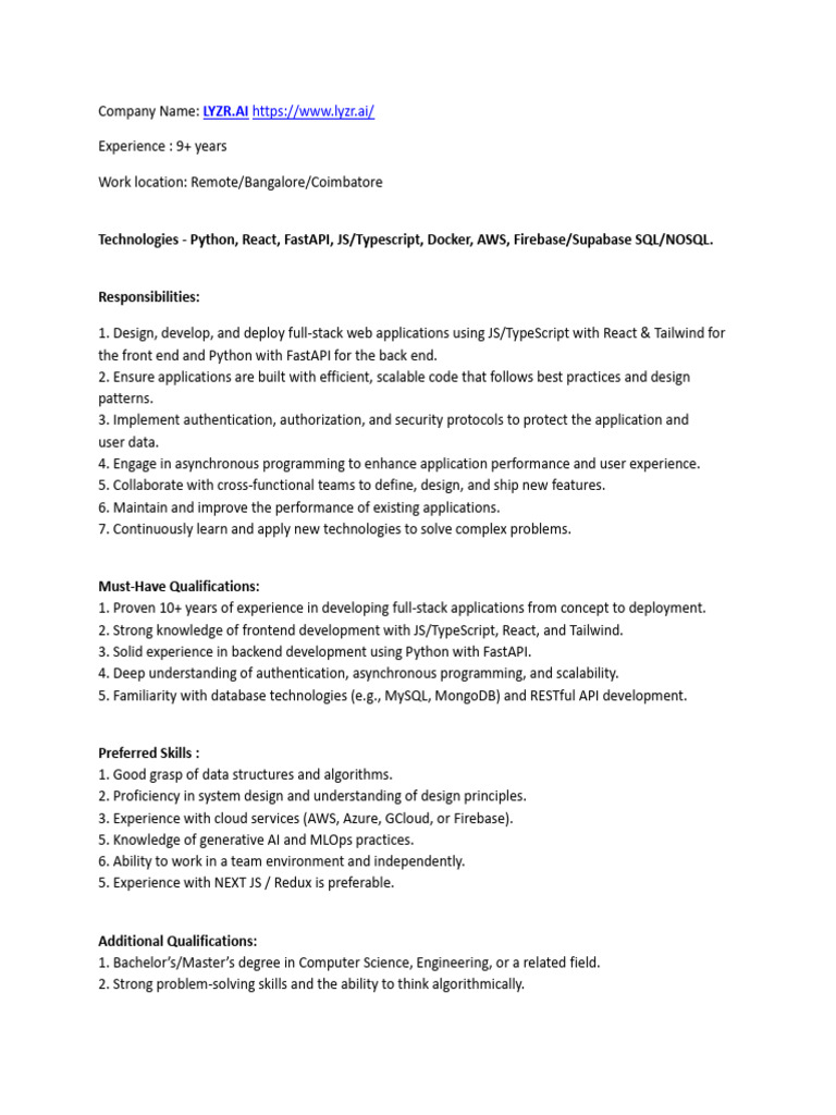 JD-Full Stack | PDF JD-Full Stack | PDF