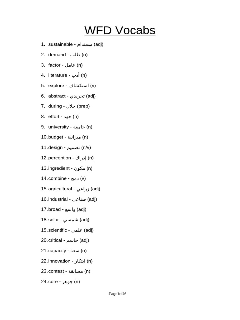 WFD Vocabs | PDF