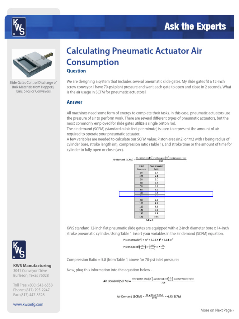 Pneumatic Actuator Air Consumption Guide | PDF | Actuator | Piston